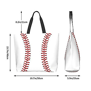 YOPIGOT Baseball Bag Handbag for Woman Shopping Bag Travel Bag Baseball Canvas Casual Bag Sports Bag for Mom Gifts