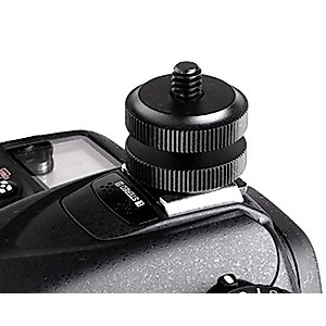 (2 Packs) Fotasy Hot Shoe to 1/4 Adapter, Camera Hot Shoe Mount Adapter, Flash Shoe to 1/4"-20 Male Post Adapter with Locking Disk