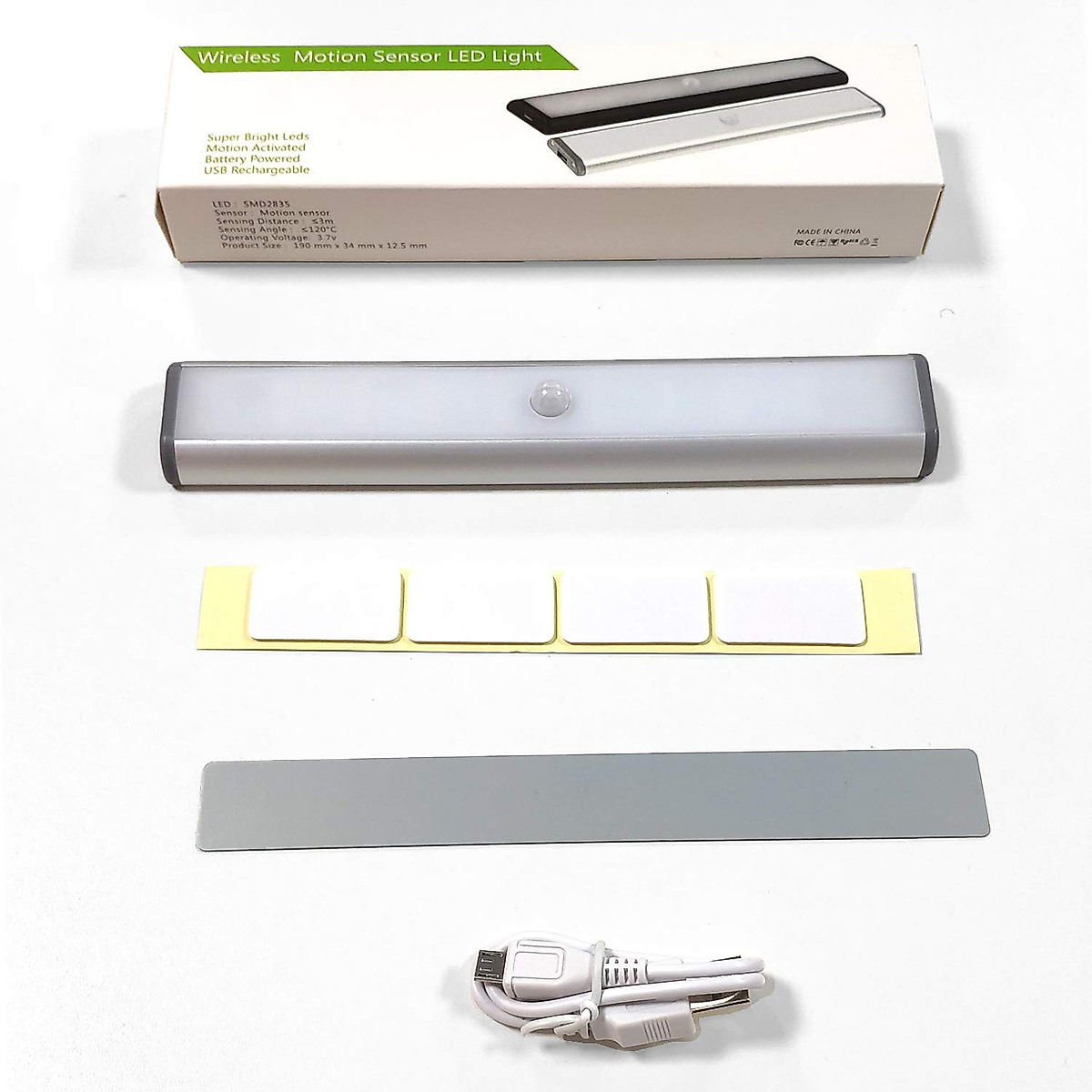 LEPOTEC 10 LED Under Cabinet Lights, Under Cabinet Light,Closet Lights Motion Sensor Light,USB Rechargeable Stick-on Stairs Step Light Bar, LED Night Light Magnetic Closet Lighting, (3 Pack)