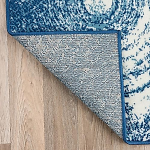 Rugshop Contemporary Distressed Circles Soft Area Rug 8' x 10' Blue