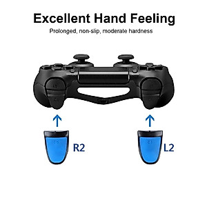 Dancal L2 R2 Controller Extenders Buttons Extension Trigger Soft Touch Extended Grips for PS4 (Blue)