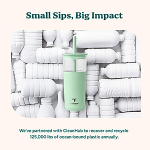 REDUCE Aspen 20 oz Vacuum Insulated Glass Tumbler with Lid & Extra Wide Straw - Keeps Drinks Cold for 12 Hrs - Ideal for Iced Coffee, Smoothies & Boba - Dishwasher Safe, Soft Base - Glacier