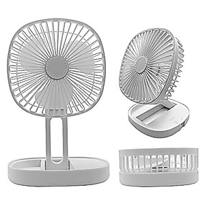 Foldaway Desk Fan,Portable Rotation Fan 7 Inch Height Adjustable Table Fan Rechargeable Fan Ultra Lightweight Portable Fan with 3 Speed & for Outdoor Camping Travel, Home, Office, Kitchen