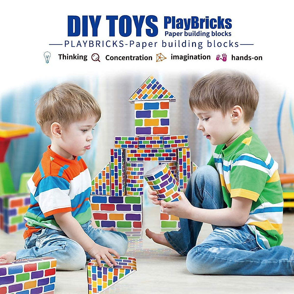 Deluxe Jumbo Cardboard Blocks 42-Pack Extra-Thick Cardboard Building Blocks Mini Whale Paper Brick Toy