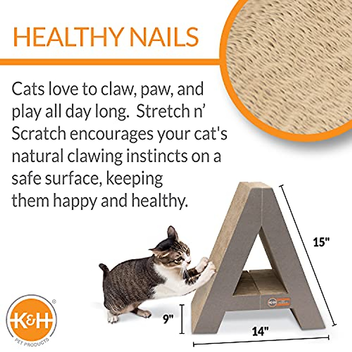 K&H Pet Products Stretch n' Scratch Cardboard Cat ScratcherToy 9” x 14” x 15”