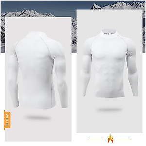 Ski Base Layer Men Cold Weather Turtleneck Mens Thermal Long Sleeve Shirt Fleece Compression Shirts for Men Running Cycling Hiking Hunting Thermals Underwear Tops,Quick Dry High Wicking 3237 White M