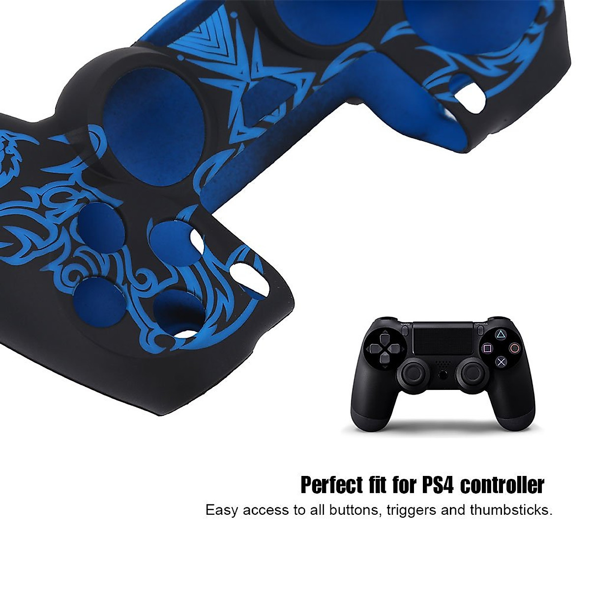 DJDK Case for ps4 Controller,Soft Silicone Case Skin Grip Shell Cover for Playstation 4 PS4 Controller(Black&Blue)