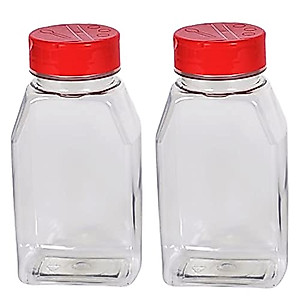 Skyway Supreme Large 16 OZ Clear Plastic Spice Bottles Seasoning Containers Jars - Set of 2 - Flap Cap with Pour and Sifter Spice Shaker - Durable Refillable Perfect For Herbs Spices Rubs - BPA Free
