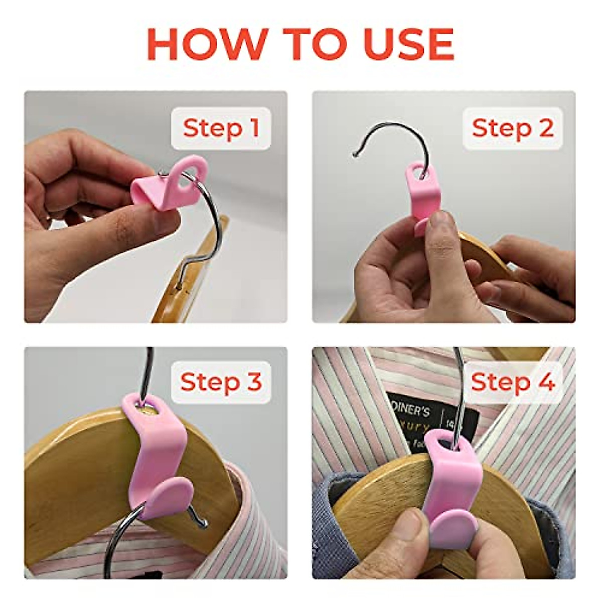 Muazida 50 Pcs Clothes Hanger Connector Hooks, Hanger Hooks Space Saver for Wooden Hangers, Cascading Hangers Space Saving Organizer for Heavy Duty Clothes (White)