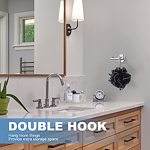 ALEASHA Brushed Nickel Double Towel Hook Shower Towel Hook Stainless Steel, Heavy Duty Towel Hook for Bathroom, Wall Mount Robe Hook