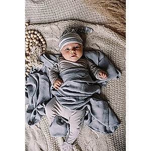 LULLABIES Organic Muslin Swaddle Blankets, Soft Solid Earth Tones 3 Pack Baby Swaddle Blankets Muslin Receiving Blanket Wrap, Large 47 x 47 inches, Solid Color Baby Swaddling (Ocean Waves)