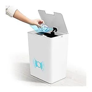 Touchless Motion Sensor Automatic Trash Can with Lid, Waynmer Garbage Bin Perfect for Office, Hotel, Kitchen, PIR Sensor and Vibration Sensor Both Support, 15Liter / 4 Gallon