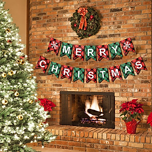 Christmas Decorations Indoor Fireplace Merry Christmas Banner