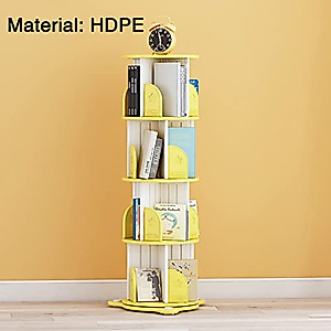 IOCCIOBB Bookcases Rotating Bookshelf Landing 360° Household Multi-Layer Picture Book Storage Rack Saves Space Rack (Color : Yellow, Size : 53 * 68cm)