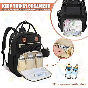 Tenot Baby Diaper Bag Backpack, Travel Diaper Bags for Baby Girl Boy Large Capacity Baby Bag Backpack for Women Black