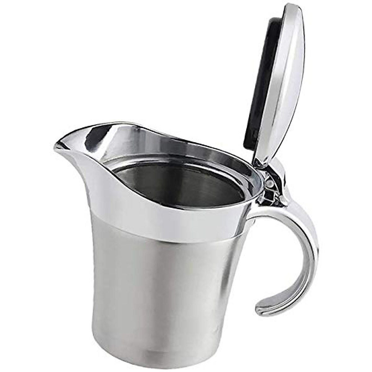 Stainless Steel Double Insulated Gravy Boat/Sauce Jug - with Hinged Lid,16Oz