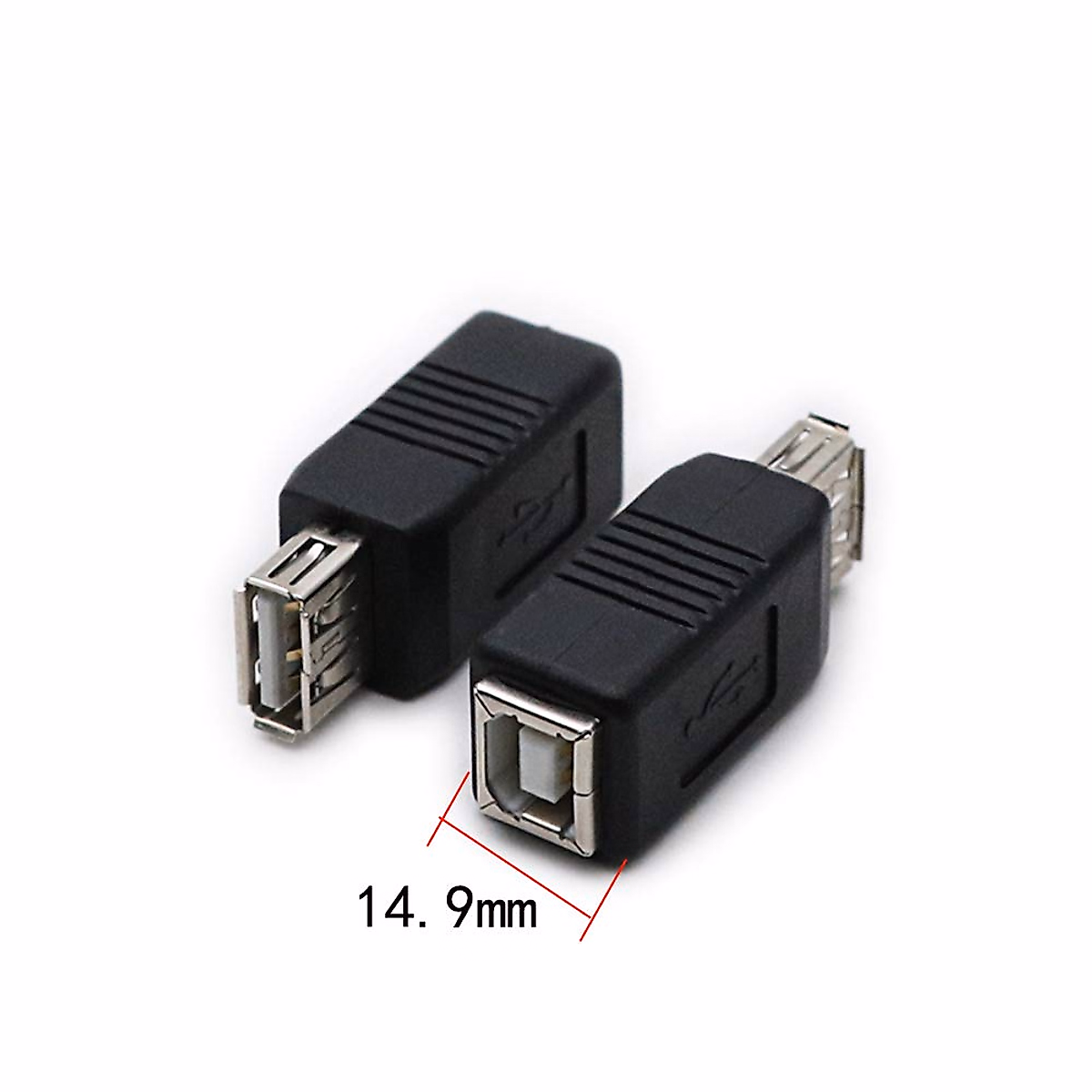 rgzhihuifz 2 Pack USB 2.0 AF/BF Plug Type A Female to Type B Female Adapter Connector Converter Compatible with Laptop Computer Hard Drive Printer Camera