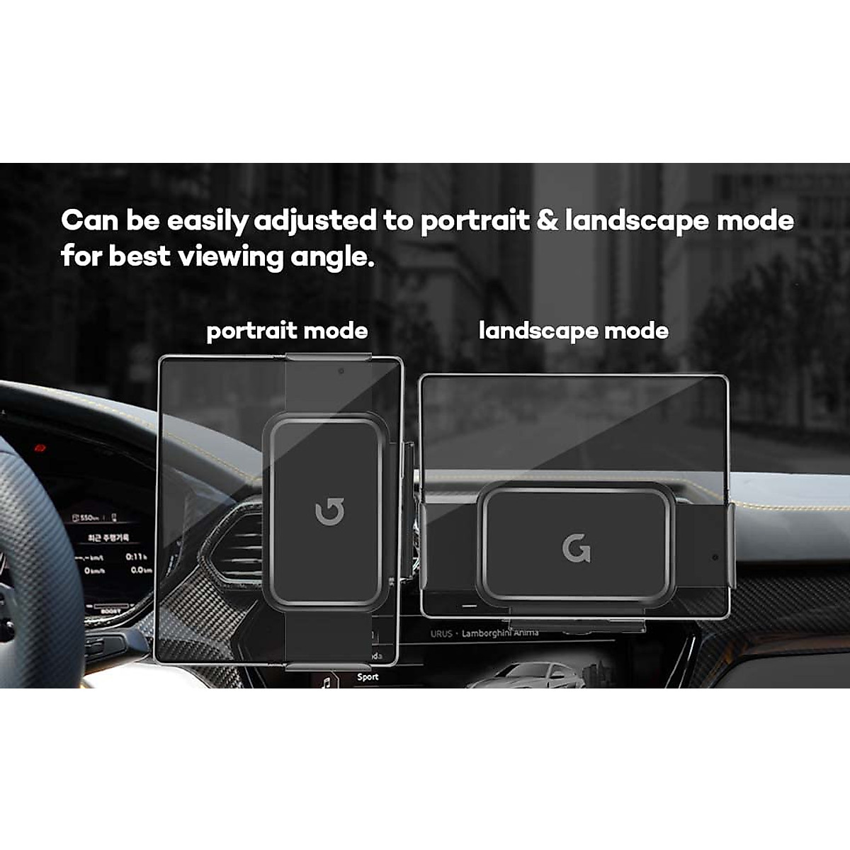 Gaze Wide H Wireless Car Charger for Galaxy Z Fold 3, Fold 4, iPhone 13 Pro Max, Landscape Smartphone Mount, 15W Qi Fast Charging, Dashboard Air Vent Mount