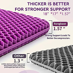 Super Large & Thick Gel Seat Cushion for Long Sitting, Office Chair Cushion for Car, Wheelchair, Desk, Stadium- Hip, Coccyx, Sciatica, Pressure Sores Tailbone Pain Relief Pad, Seat Cushion