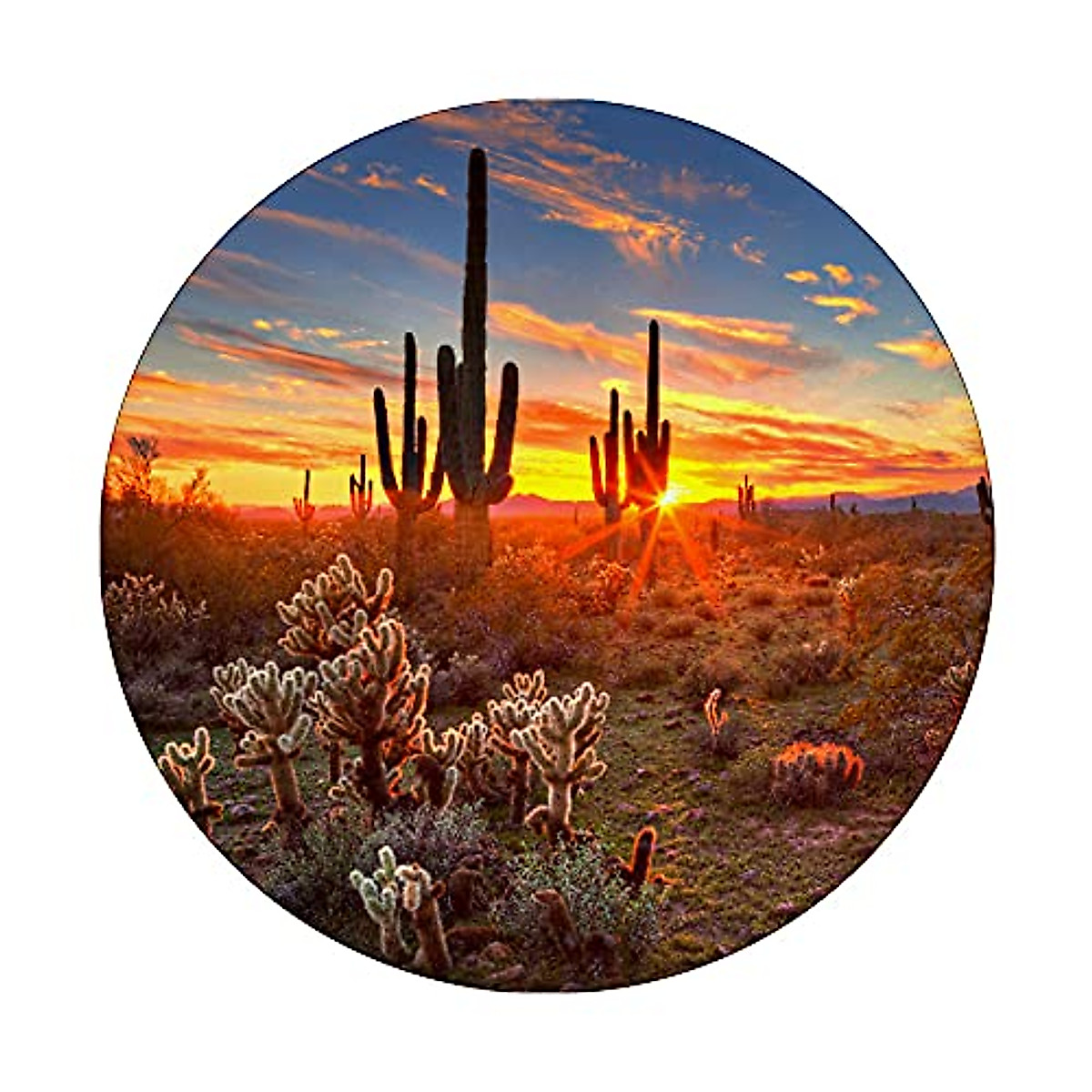 Arizona Desert Sunset with Saguaro Cactus PopSockets Swappable PopGrip