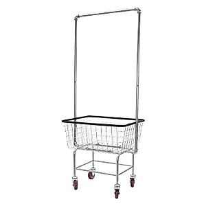 Rolling Laundry Hamper Basket Cart Metal laundry basket with Wheels & Wire Storage Rack and Hanging Rack Wire Basket Cart Commercial Rolling Laundry Butler