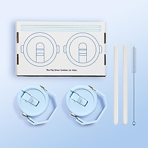 Marchoose 2 Pcs Tumbler Flip Straw Lid Replacement fit for 40 oz Stanley Quencher, Leak-Proof, Easy Handling, Perfect Fit, Winter White