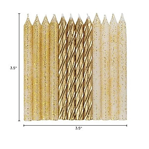 Dazzling Glitter & Gold Spiral Birthday Candles - 24ct Assorted Pack - Premium Quality, Long-Lasting & Elegant Design - Ideal for All Occasions