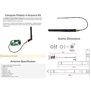 Waveshare Compute Module 4 Antenna Kit Certified for Use with Raspberry Pi Compute Module 4 Supports 2.4G/5G WiFi Frequency Band