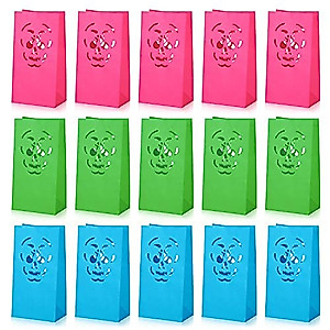 Zonon 30 Pieces Halloween Paper Treat Bags Skull Kraft Paper Candle Bags Halloween Lantern Luminous Bags for Halloween Day of The Dead Christmas Party, Use with Electric LED, Tea Lights and Candles