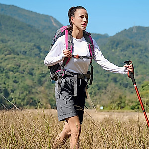 Ksmien Women's Hiking Cargo Shorts Quick Dry Lightweight Summer Shorts with Zipper Pockets for Travel Golf Camping Dark Grey