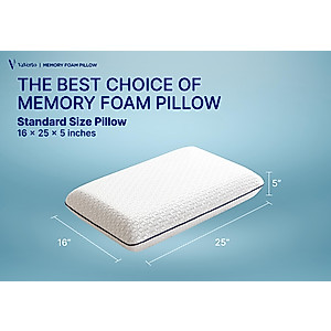 Vaverto Gel Memory Foam Pillow - Queen Size - Ventilated, Premium Bed Pillow with Washable and Bamboo Pillow Cover, Cooling, Orthopedic Sleeping, Side and Back Sleepers - College Dorm Room Essentials
