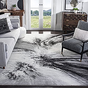 SAFAVIEH Glacier Collection 6'7" Square Grey/Multi GLA127C Modern Abstract Non-Shedding Living Room Bedroom Dining Home Office Area Rug