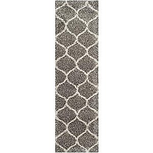 SAFAVIEH Hudson Shag Collection Accent Rug - 4' x 6', Grey & Ivory, Trellis Design, Non-Shedding & Easy Care, 2-inch Thick Ideal for High Traffic Areas in Entryway, Living Room, Bedroom (SGH280B)