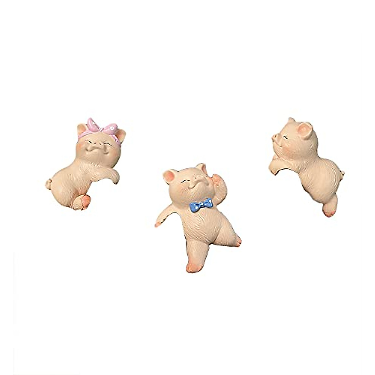 Ebrima Set of 3 Cute Animal Figurines Planter Pot Hanger Decorations, Resin Hanging Climbing Pig/Rabbit/Frog Sculpture Outdoor Statues Ornaments for Flower Pot Garden Decor (3 Pigs)