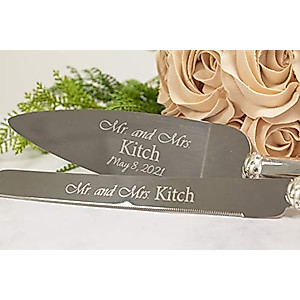 Lenox Devotion Personalized Wedding Cake Knife and Server Set, Custom Engraved Wedding Cake Cutting Set, Engagement Gifts and Accessories for Bride and Groom