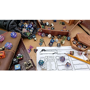 20 Forgotten Amber - 7 Piece Polyhedral DND Dice Set by D20 Collective - Black and Amber Swirled Acrylic Dice for Table Top Dungeons and Dragons RPGs and Gaming - D&D Dice Sets