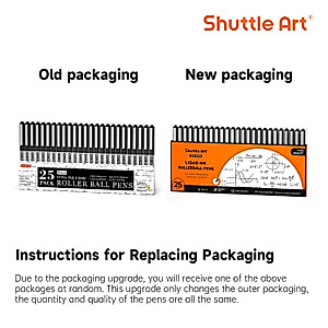 Shuttle Art RollerBall Pens, 25 Pack Black Fine Point Roller Ball Pens, 0.5mm Liquid Ink Pens for Writing Journaling Taking Notes School Office