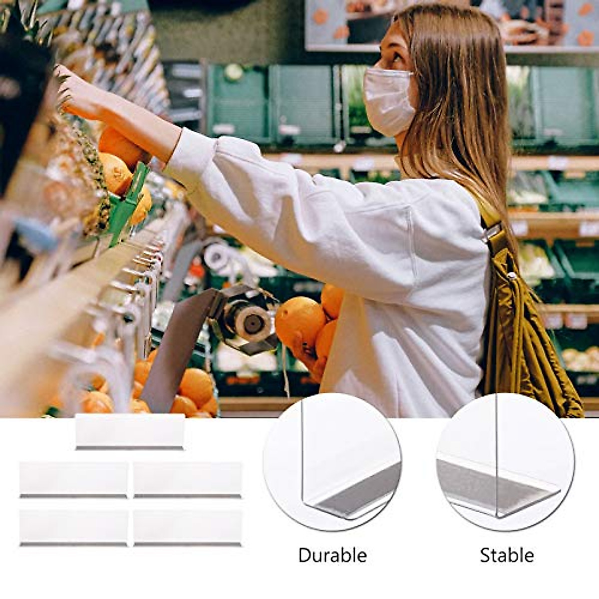 iplusmile Shelf Dividers Plastic Shelf Divider, Closet Shelf Organizer Clear Plastic Closet Separator with Magnetic Bottom for Kitchen Office Supermarket, 5pcs
