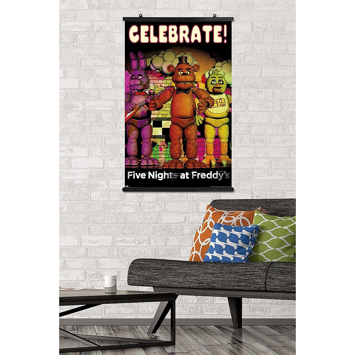 Five Nights at Freddy's - Celebrate Wall Poster, 22.37" x 34.00", Poster & Mount Bundle