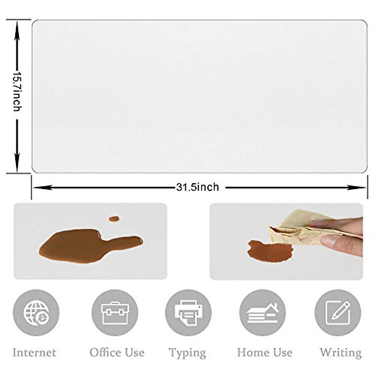 Desk Pad White, Laptop Desk Mat Waterproof Leather Desk Mat,Desk Organizers and Accessories(White, 31.5" x 15.7")