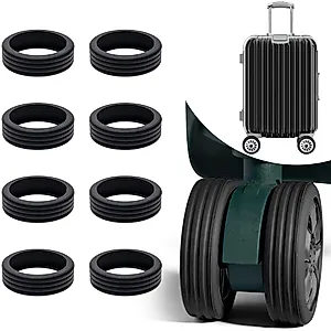 YUBIRD 8-Spinner Wheels Suitcase Cover, Silicone Luggage Protector, Black