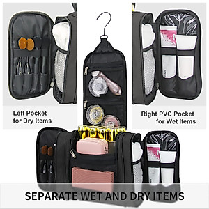 AmoVee Hanging Toiletry Bag for Women and Men, Extra Large Travel Cosmetics Bag, Portable Organizer Bathroom Shower for Hygiene Bag/Toiletries/Makeup, Black