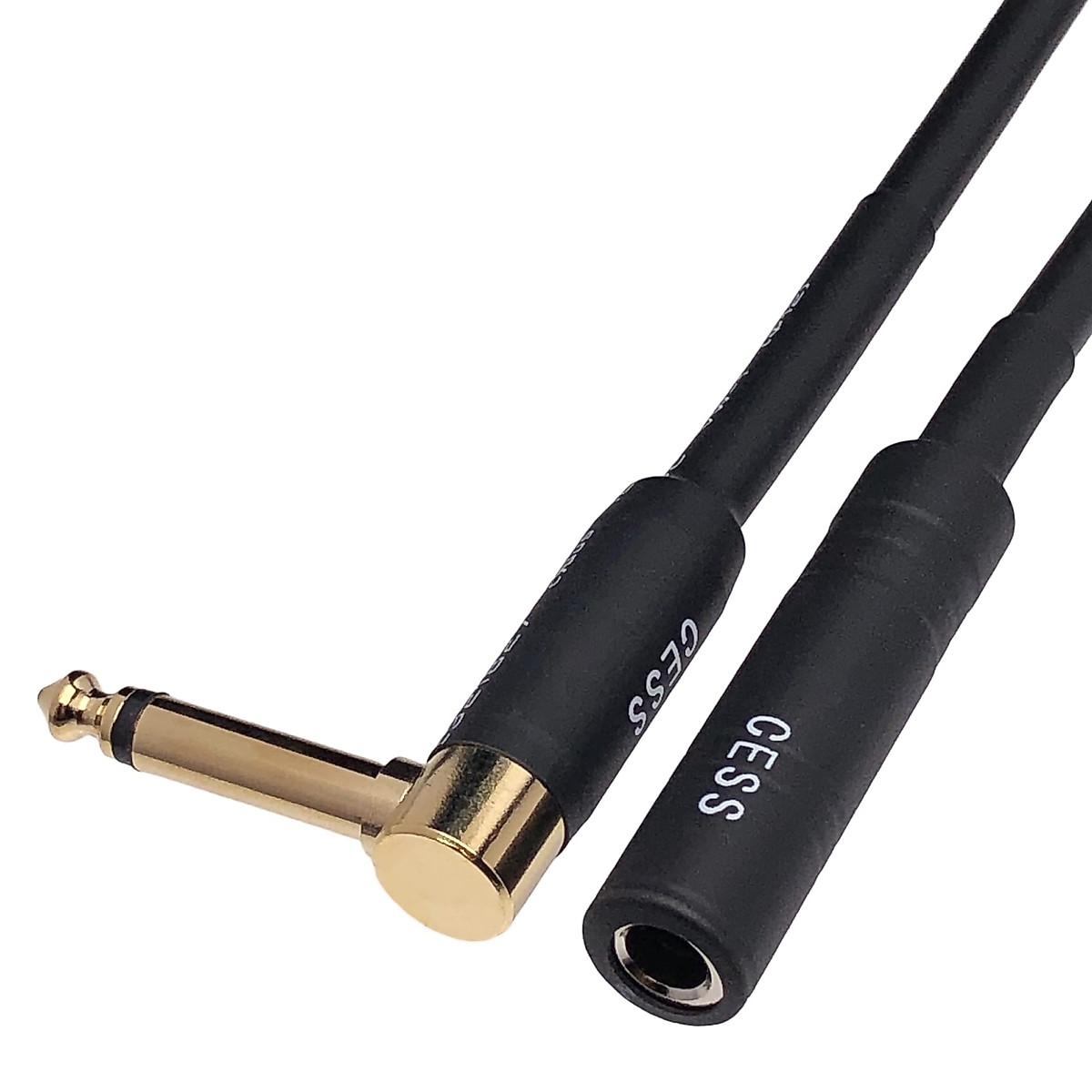 CESS-090 Low-Noise Right Angle 1/4 TS Male to Female Guitar Extension Cable, 2 Pack