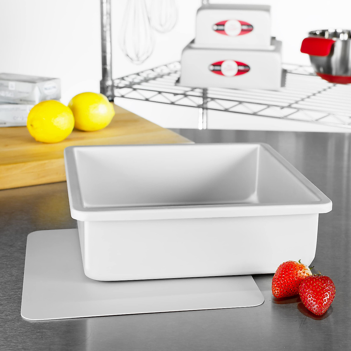 Fat Daddio's PSQCC-993 Removable Bottom Square Cake Pan, 9 x 9 x 3 Inch, Silver