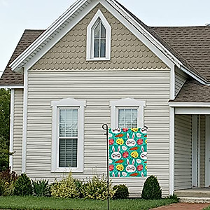 My Little Nest Seasonal Garden Flag Easter Bunnies Eggs Double Sided Vertical Garden Flags for Home Yard Holiday Flag Outdoor Decoration Farmhouse Banner 12"x18"