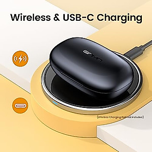 GNMN Bluetooth Headphones Wireless Earbuds V5.3 Over Ear Buds 50Hrs Playback Wireless Charging Case Waterproof Earphones Sports Headset with Earhooks & Dual Power Display for Running Workout