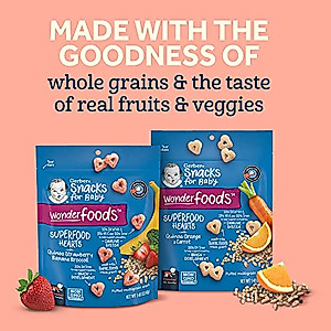 Gerber Baby Food, Crawler, Wonderfoods, Superfood Hearts, Quinoa Strawberry Banana & Broccoli, 1.48 Ounce (Pack of 4)