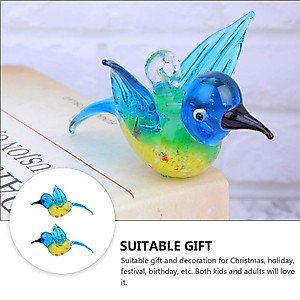 YARNOW 2Pcs Glass Hummingbird Ornaments Crystal Animal Ornament Collection for Home Garden Office Desktop Decoration