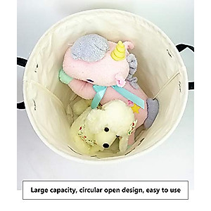 QUEENLALA Large Storage Basket,Laundry Hamper/Bathroom/Home Decor/Collapsible Round Storage Bin,Boys and Girls Hamper/Boxes/Clothing(Toys)