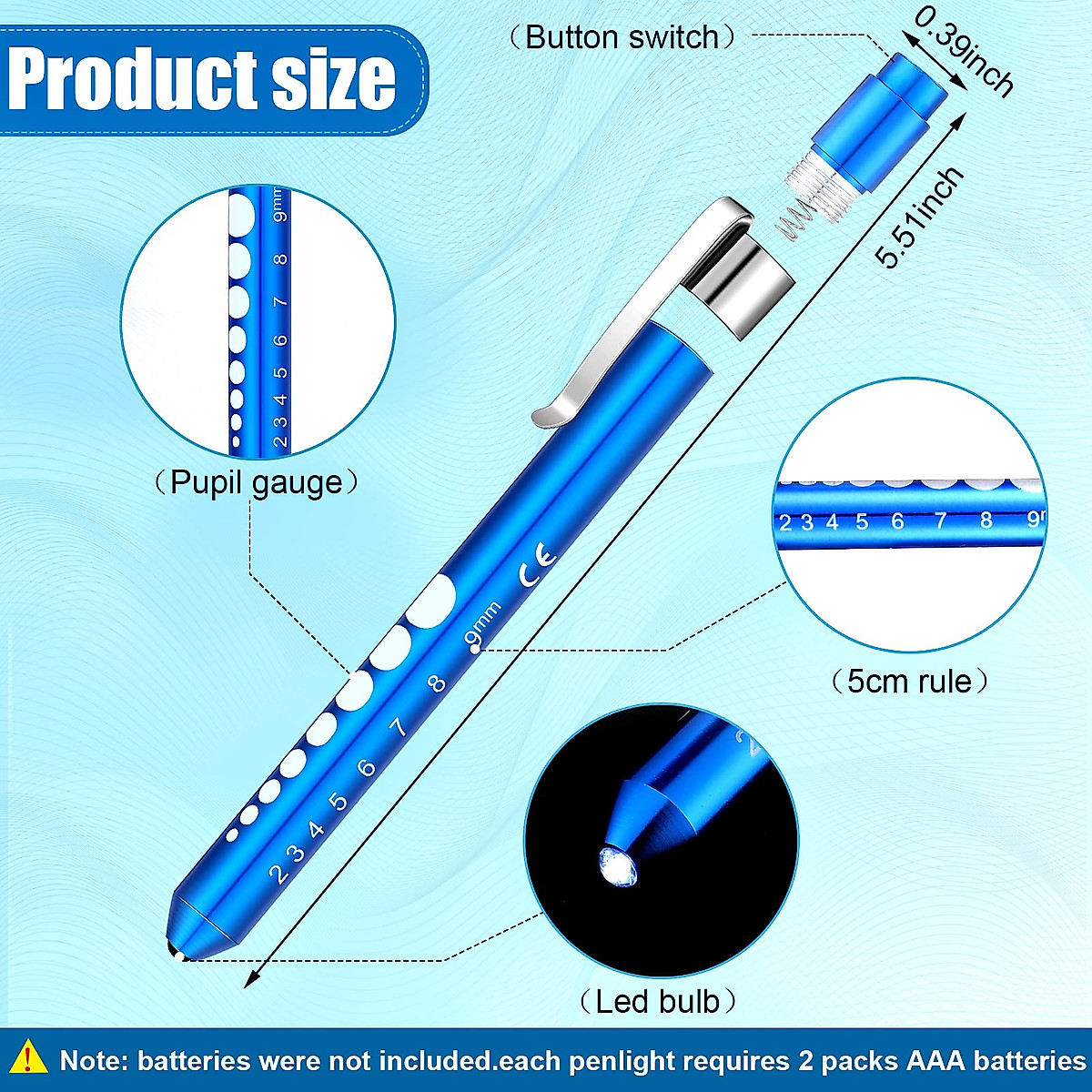 Penlight for Nurse Pen Light Led Reusable Pen Light with Pupil Gauge Nurses Pin Light for Torch Medical Students Doctors Daily Use with Pocket Clip Nurse and Doctor Gifts(30 Pieces,Elegant Colors)